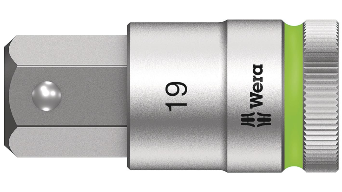 05003829001 | Wera 1/2 in Drive Bit Socket, Hex Bit, 19mm, 60 mm Overall Length | RS