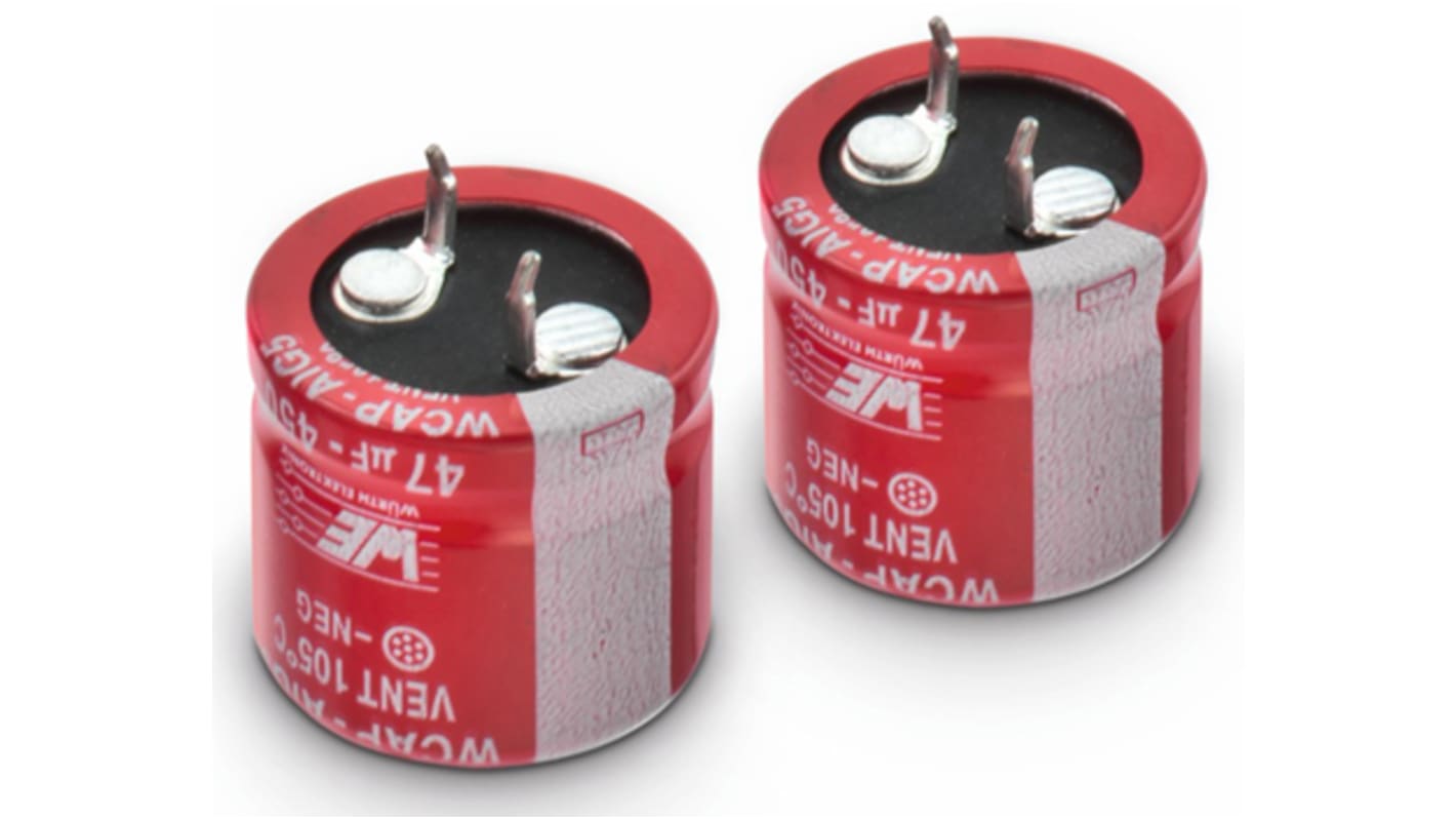 Wurth Elektronik 180μF Aluminium Electrolytic Capacitor 450V dc, Snap ...
