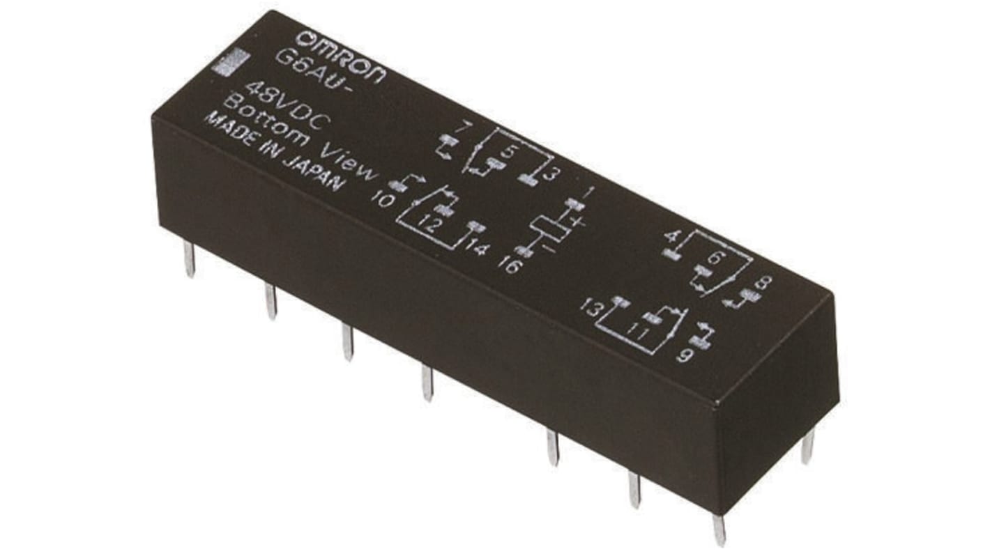 G6AU434PSTUS12DC | Omron PCB Mount Latching Relay, 12V dc Coil, 4PDT | RS