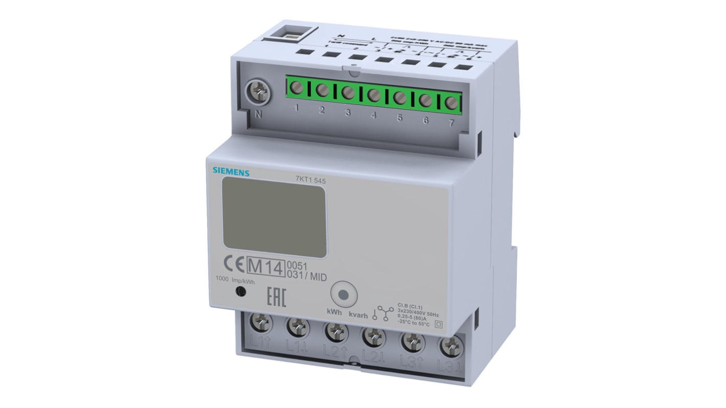 7KT1545 | Siemens 3 Phase LCD Energy Meter, Type Electrical | RS