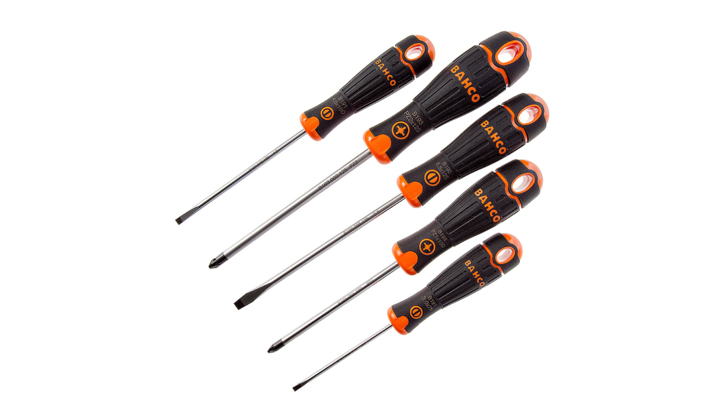 Bahco B219.015 Pozidriv; Slotted Screwdriver Set, 5-Piece | RS