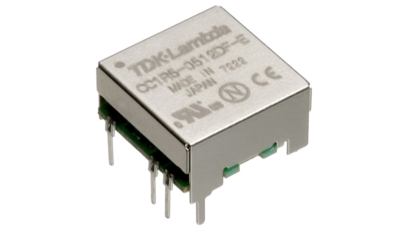 CC1R5-1212DF-E | TDK-Lambda CC-E DC-DC Converter, ±12V dc/ 60mA Output, 9 → 18 V dc Input, 1.5W ...