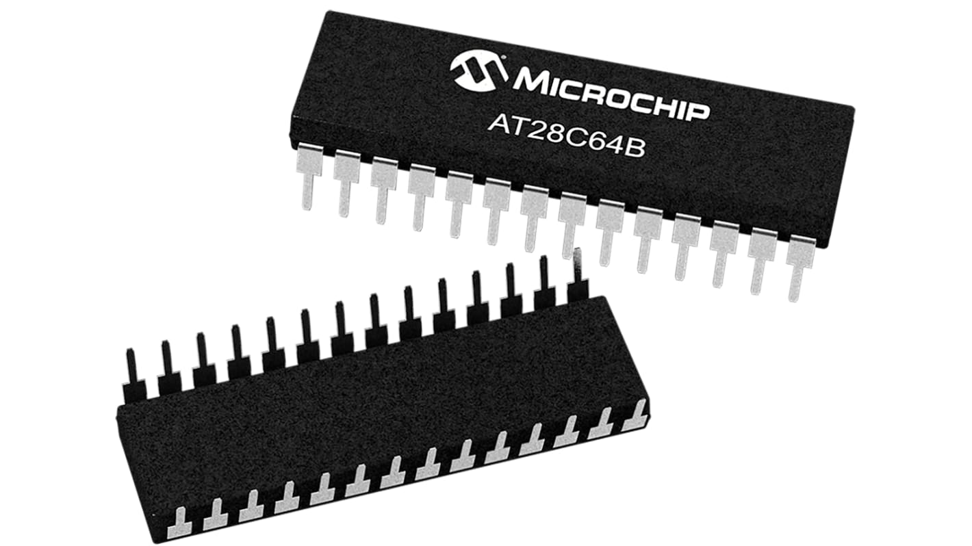 Microchip AT28C64B-15PU, 64kbit Parallel EEPROM Memory, 150ns 28-Pin ...