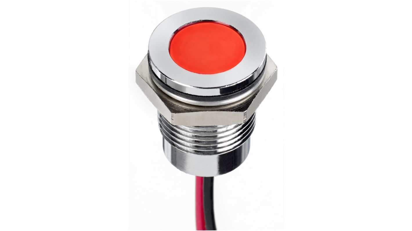 RS PRO Red Panel Mount Indicator, 110V ac, 14mm Mounting Hole Size ...