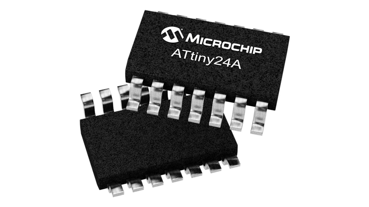 Microchip ATTINY24-20SSU, 8bit AVR Microcontroller, ATtiny24, 20MHz, 2 kB Flash, 14-Pin SOIC | RS
