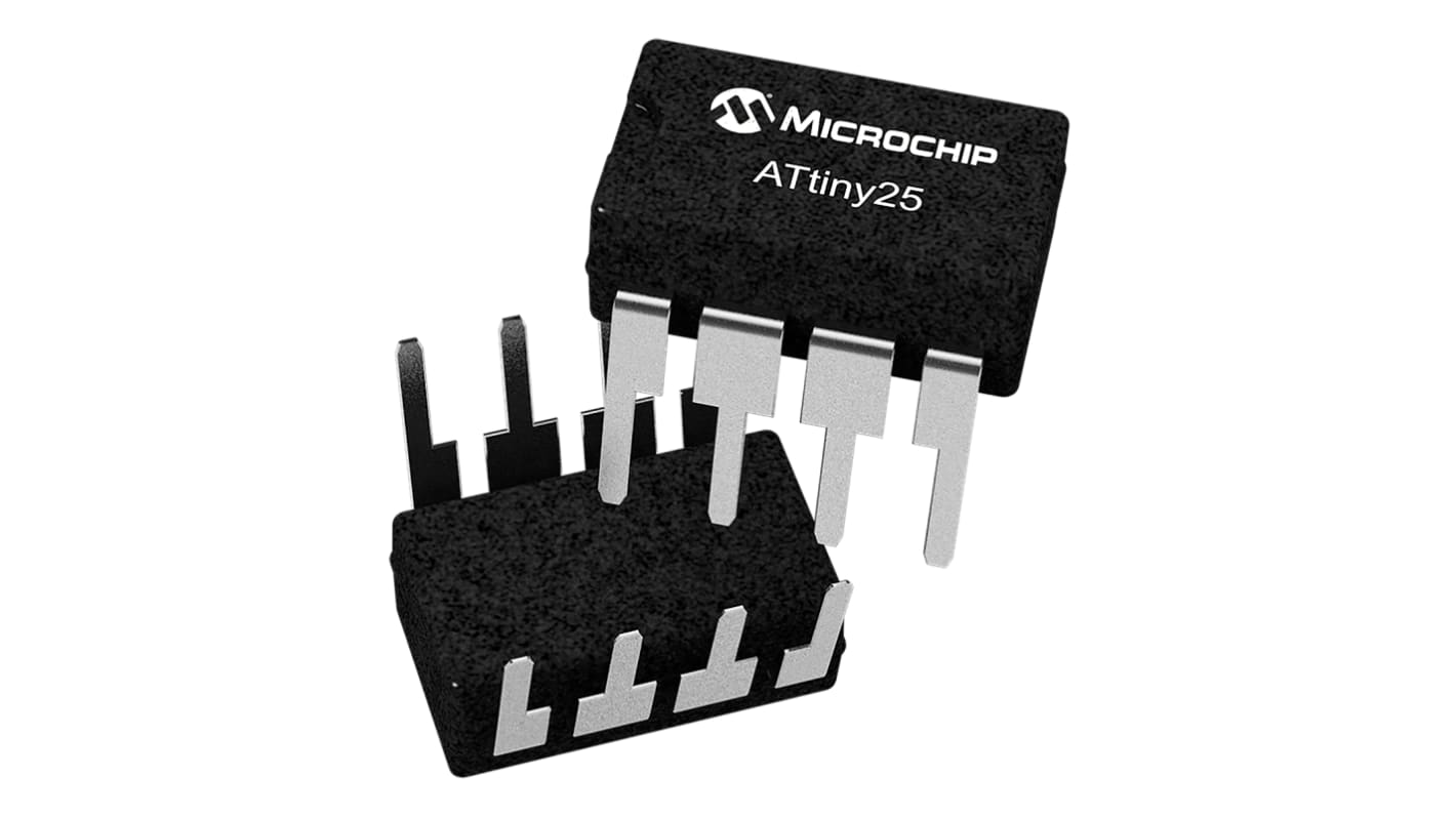 Microchip ATTINY25V-10PU, 8bit AVR Microcontroller, ATtiny25, 10MHz, 2 kB Flash, 8-Pin PDIP | RS