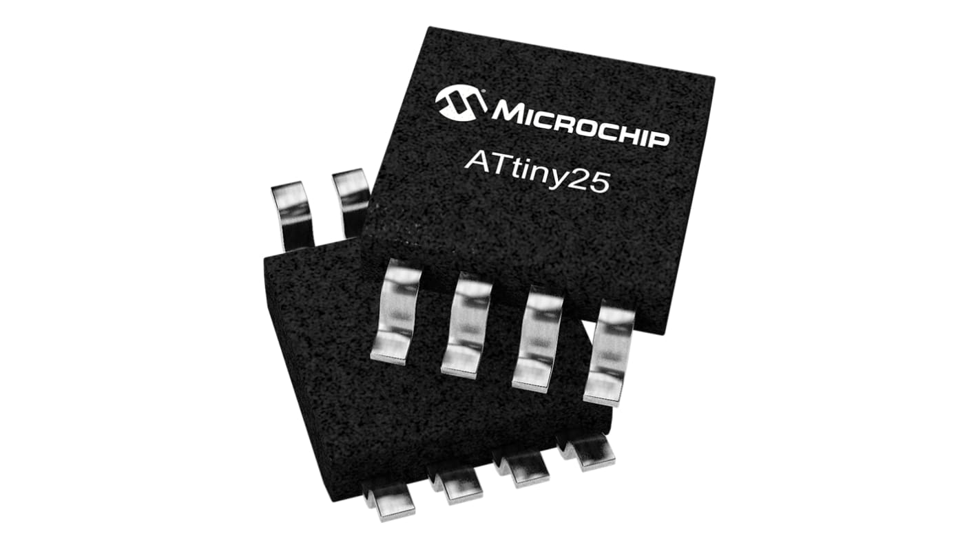 Microchip ATTINY25V-10SSU, 8bit AVR Microcontroller, ATtiny25, 10MHz, 2 ...