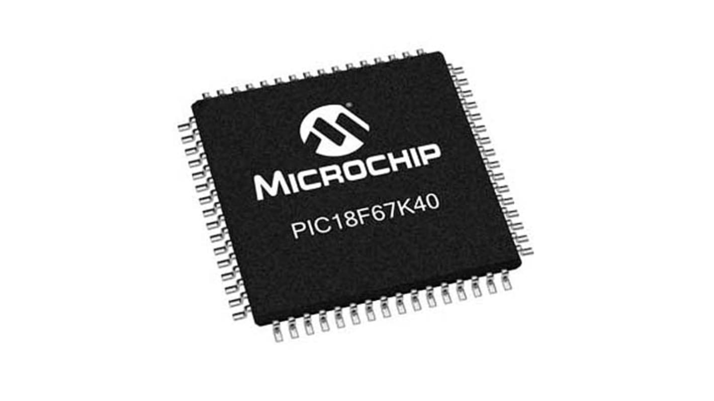 Microchip PIC18LF67K40-I/PT, 8bit PIC Microcontroller, PIC18, 64MHz, 128 kB Flash, 64-Pin TQFP | RS