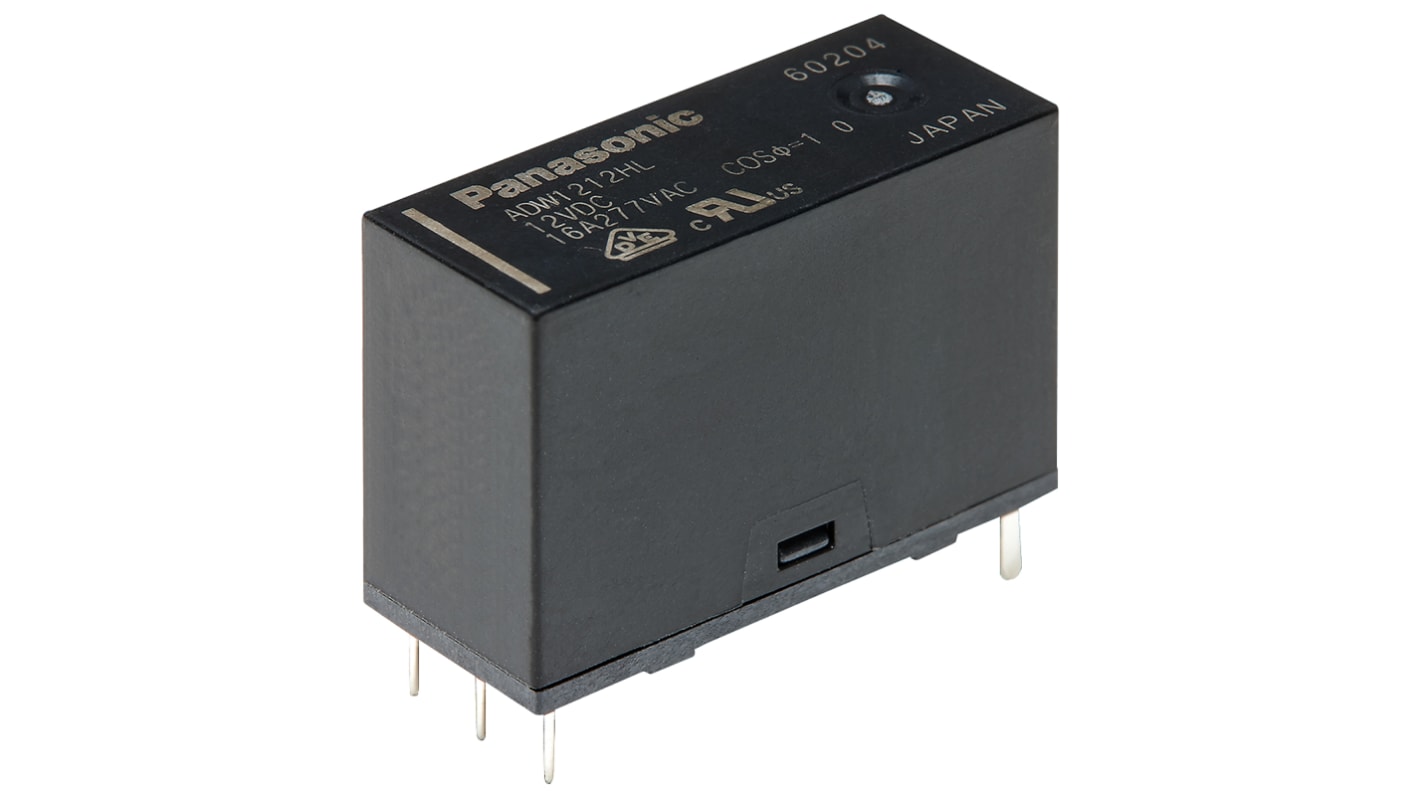 ADW1212HLW | Panasonic PCB Mount Latching Power Relay, 12V dc Coil, 16A ...