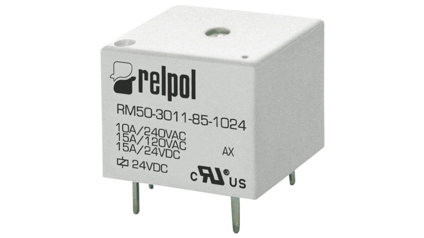 RM50-3011-85-1012 | Relpol PCB Mount Power Relay, 12V dc Coil, 15A ...