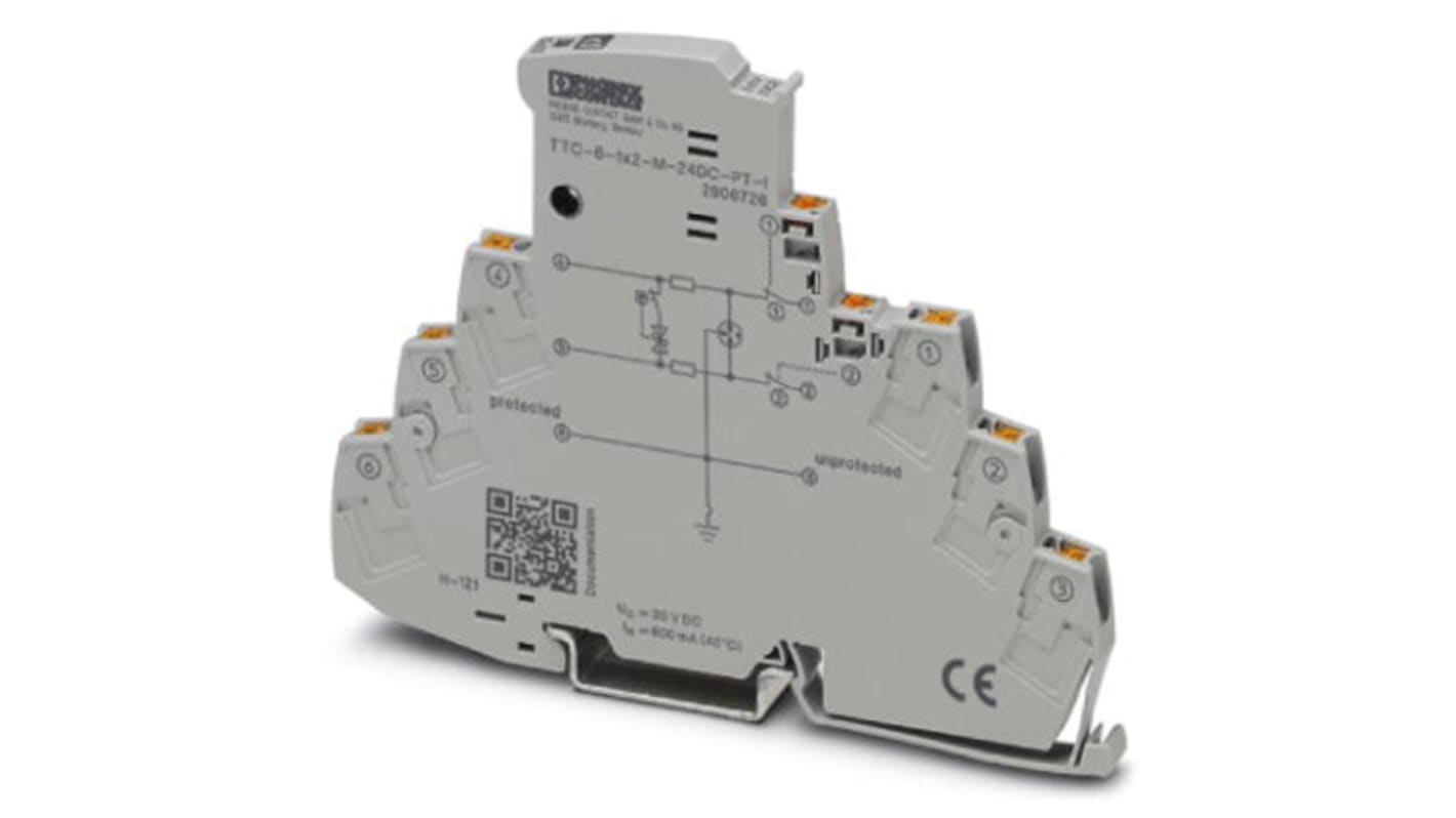 2906726 | Phoenix Contact, TTC-6-1X2-M-24DC-PT-I Surge Protector 30 V ...