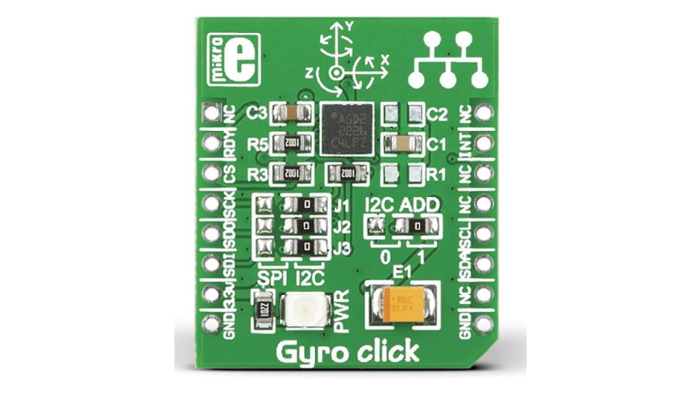 MIKROE-1379 | MikroElektronika GYRO Click Gyroscope Sensor mikroBus Click Board for L3GD20 | RS