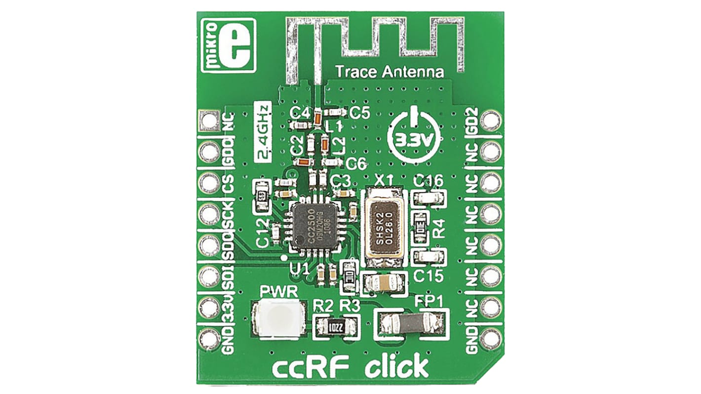 MIKROE-1435 | MikroElektronika ccRF Click CC2500 RF Transceiver mikroBus Click Board for Active ...