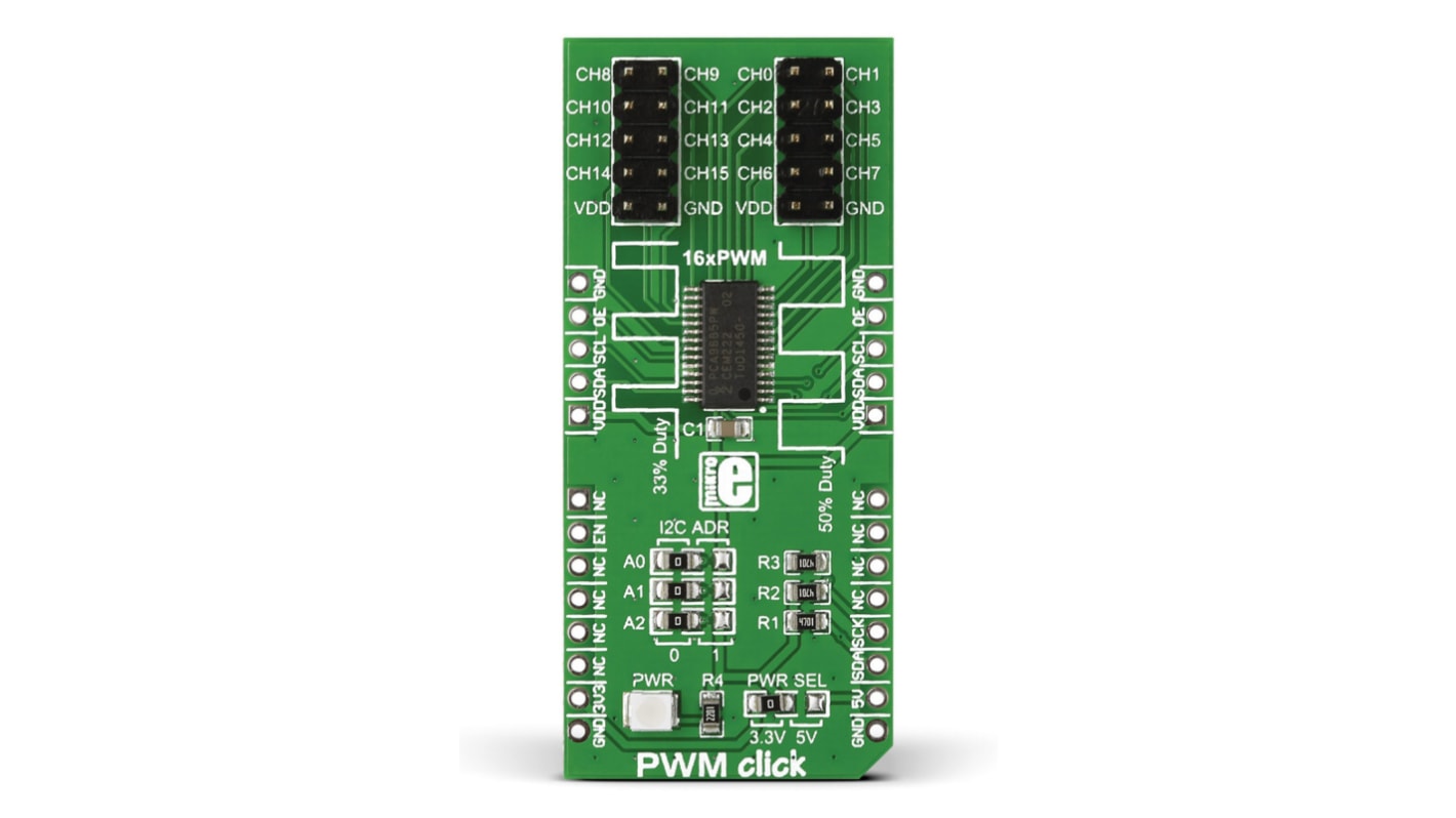 MIKROE-1898 | MikroElektronika PWM Click PWM Controller for PCA9685PW for LED Drivers, Robots ...