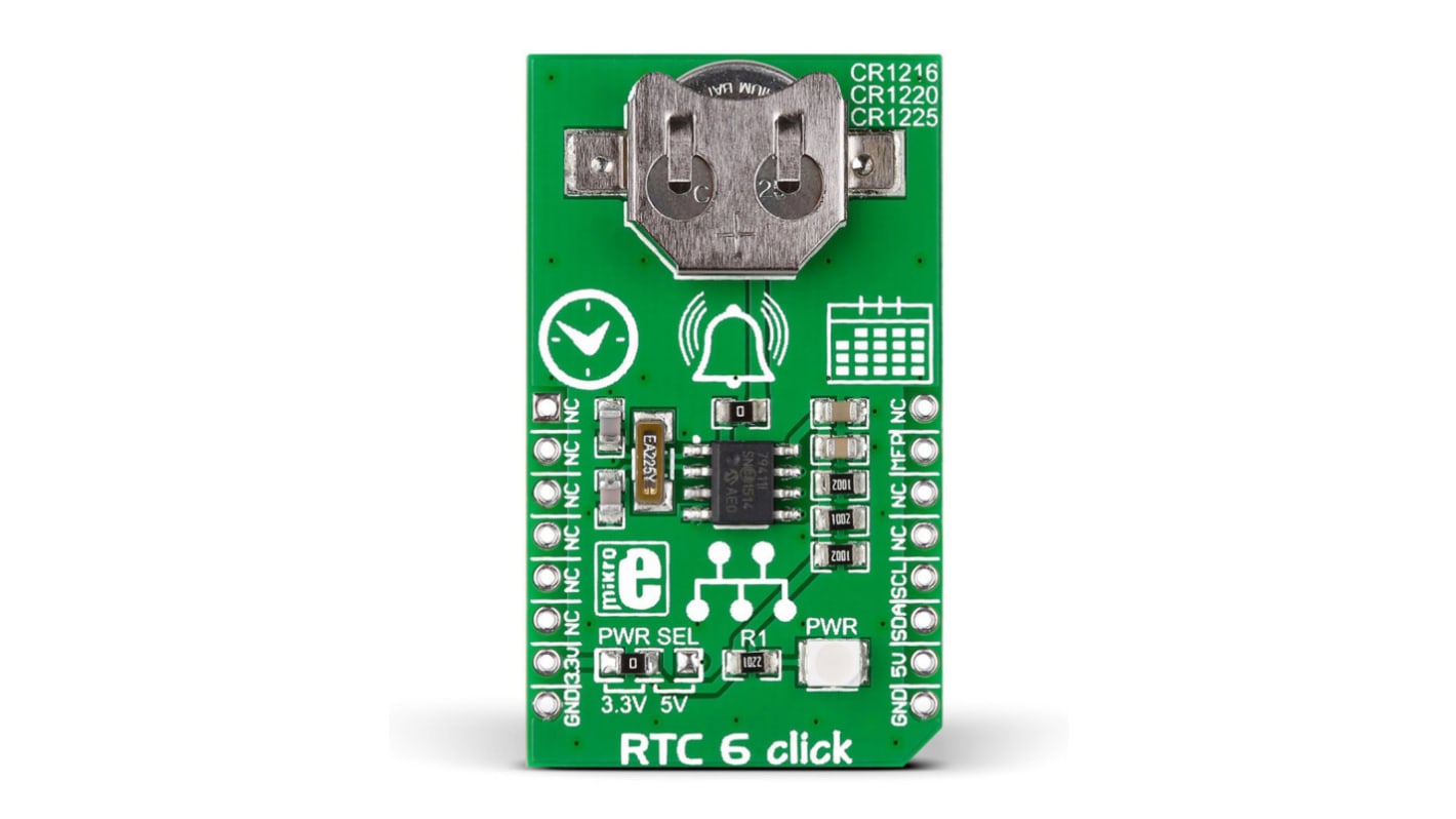 MikroElektronika MIKROE-2063, RTC6 Real Time Clock (RTC) mikroBus Click Board for MCP79410 | RS