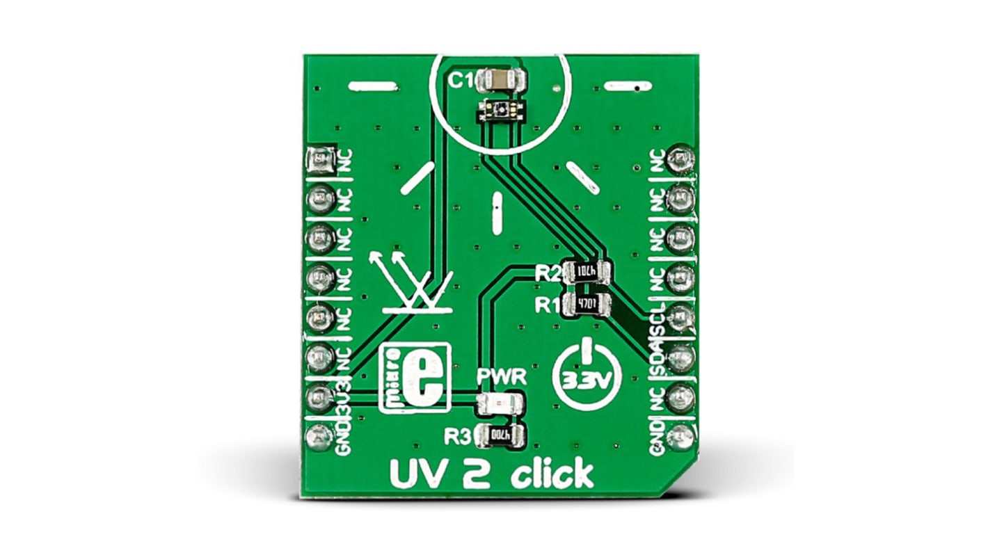 MIKROE-2378 | MikroElektronika UV2 Click Ultraviolet (UV) Sensor mikroBus Click Board for ...