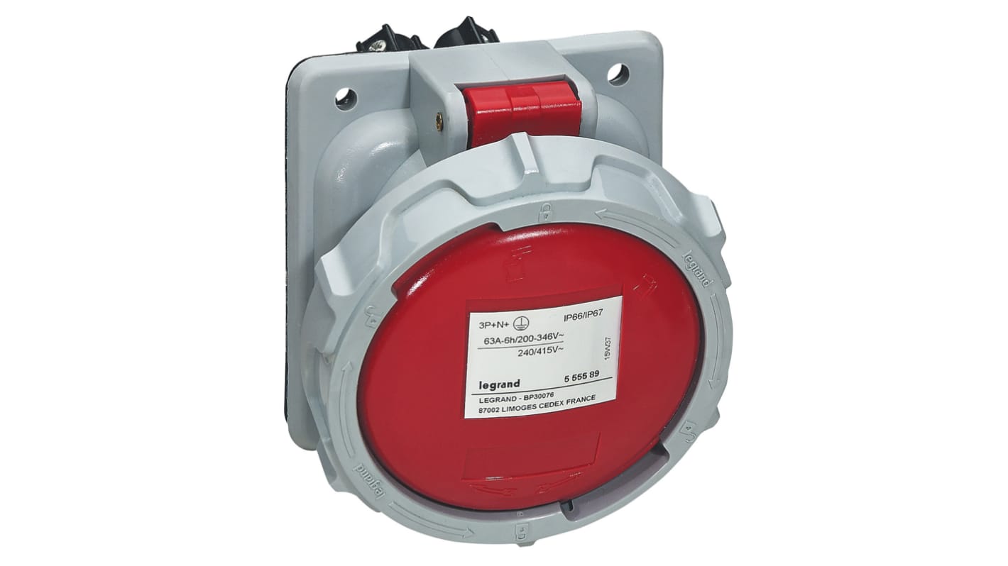 5 555 89 | Legrand IP67 Red Panel Mount 3P + N + E Industrial Power ...
