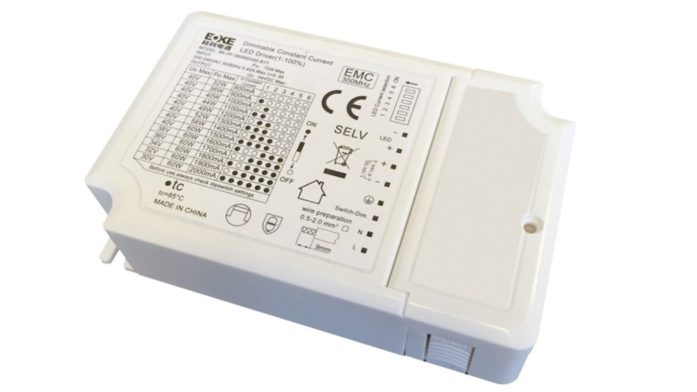 RS PRO LED Driver, 56W Output, 2A Output Dimmable | RS