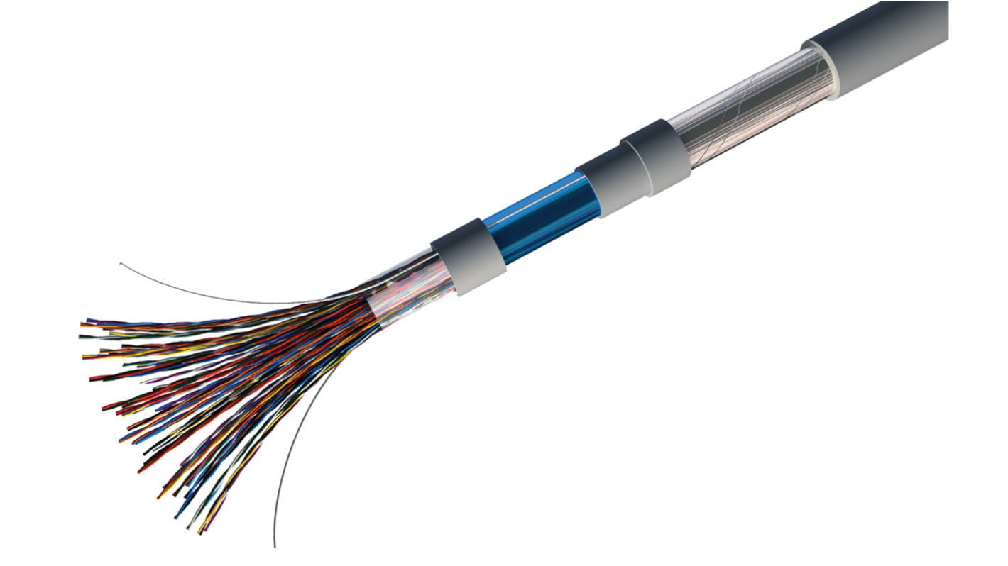 RS PRO 4 Core 24 AWG Telephone Cable, 1/0.51 mm, Grey Sheath, 100m | RS