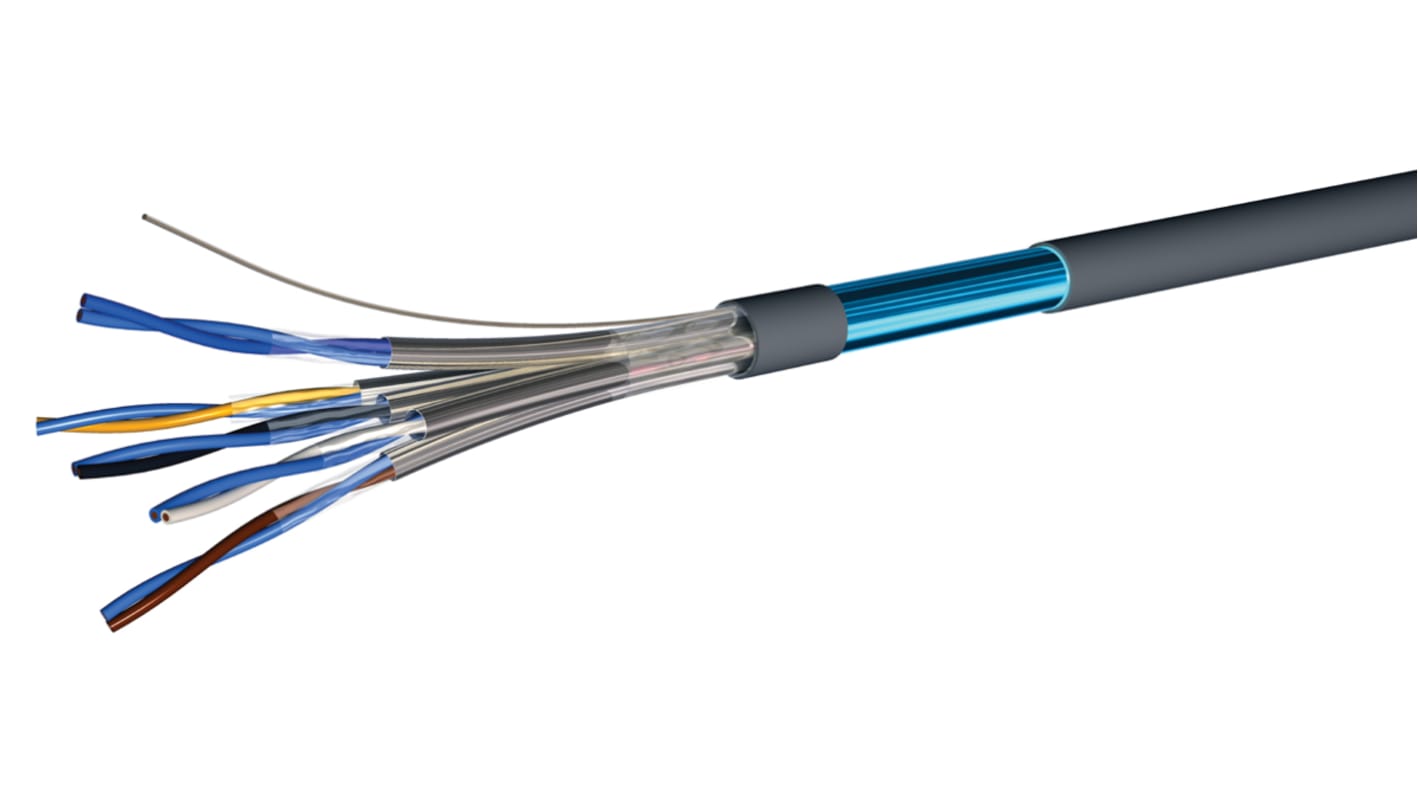 RS PRO 6 Core 20 AWG Telephone Cable, 1/0.81 mm, Grey Sheath, 100m | RS