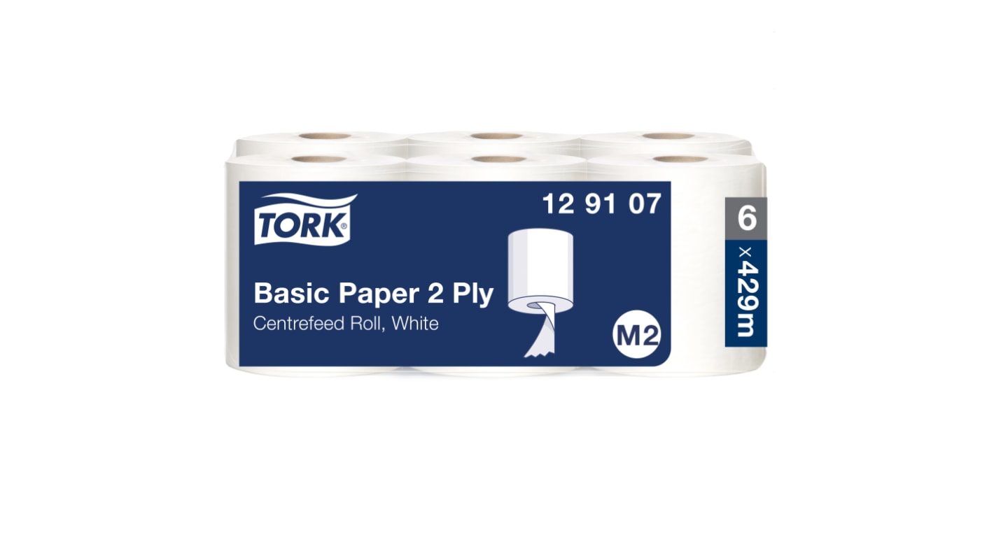 129107 | Tork Tork Basic Paper 2 Ply Rolled White Paper Towel, 150.2 m ...