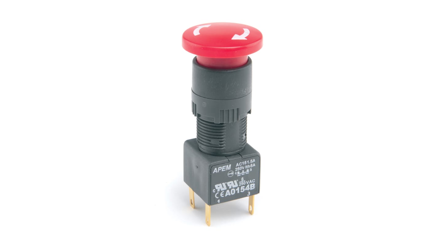A01MXB+A0152B | APEM Emergency Stop Push Button, Panel Mount, DPDT ...