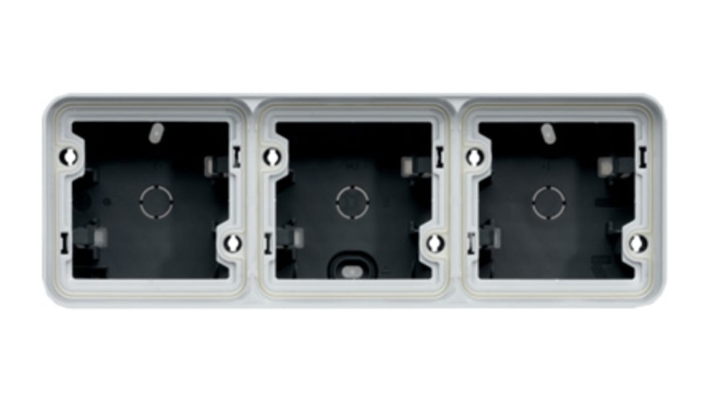WNA683 | Hager WNA Grey PP Back Box, IK07, IP55, 3 Gangs, 218 x 56 x ...
