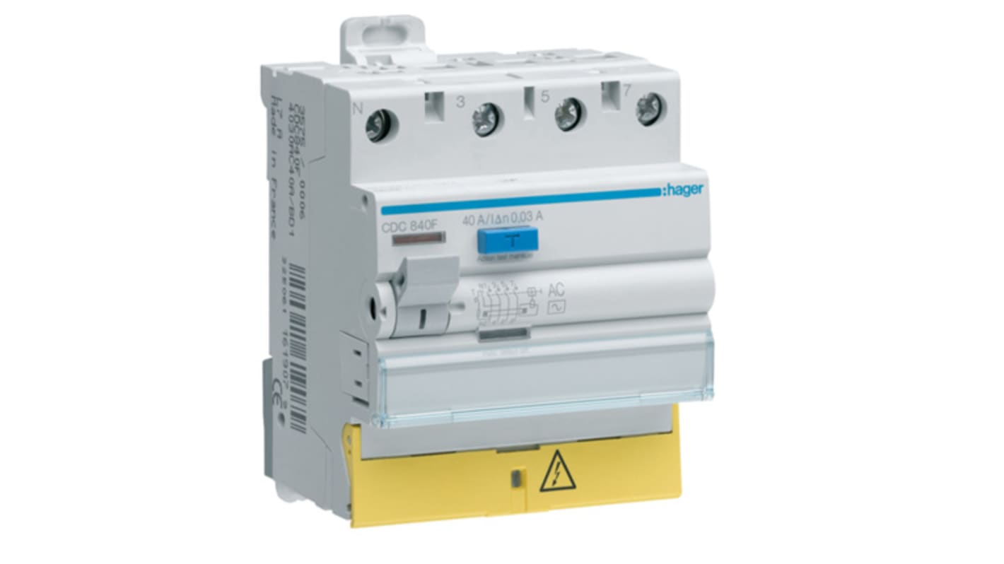 CDC840F | RCCB Hager, 4P, 40A, sensibilità 30mA | RS