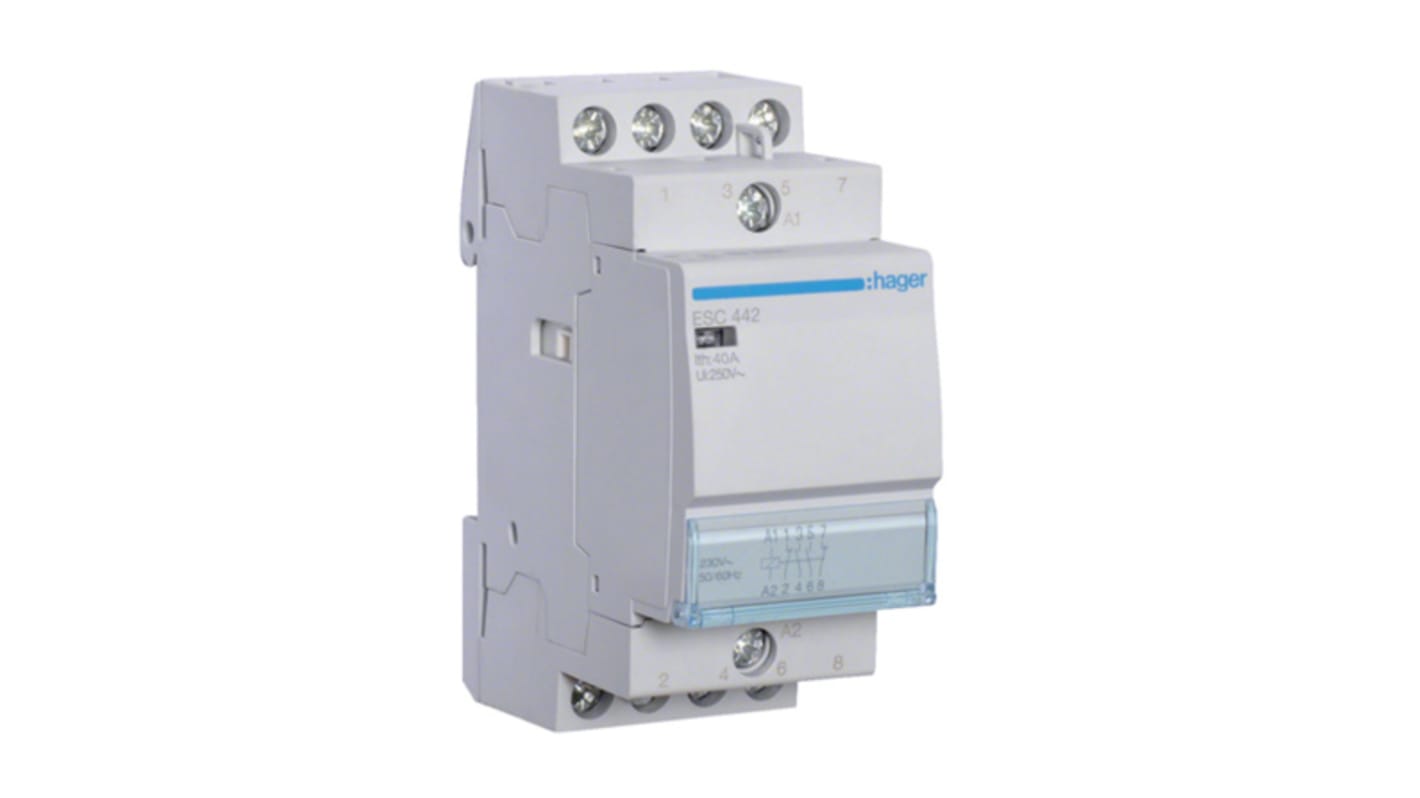ESC442 | Hager System M Pro ESC Contactor, 230 V ac Coil, 4-Pole, 40 A ...