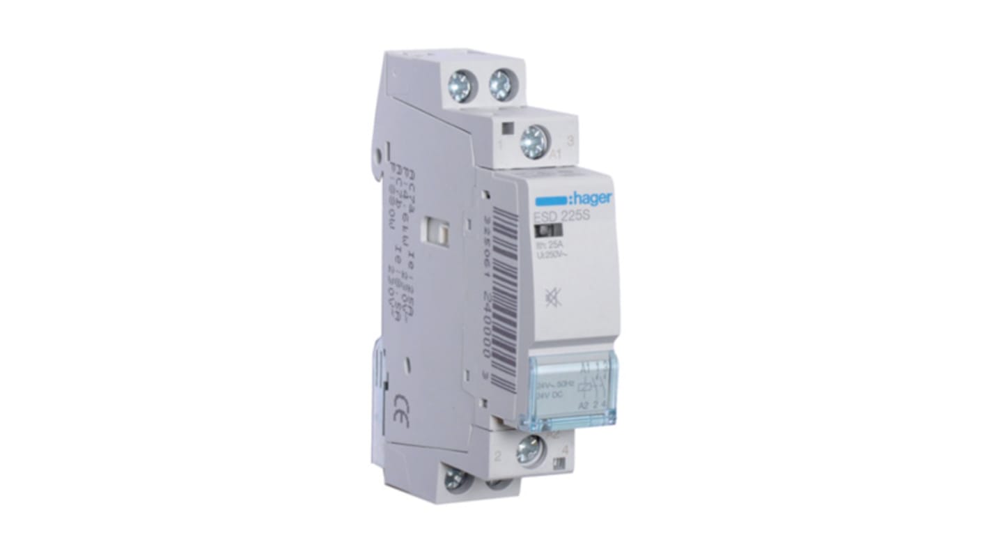 ESD225S | Hager System M Pro ESC Contactor, 24 V ac Coil, 2-Pole, 25 A ...