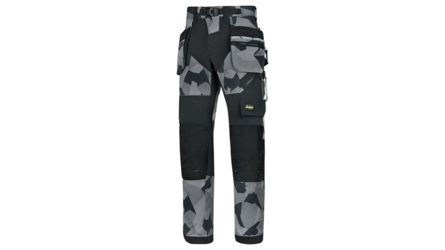 69028704046 | Snickers FlexiWork Grey Men's Polyester Work Trousers ...