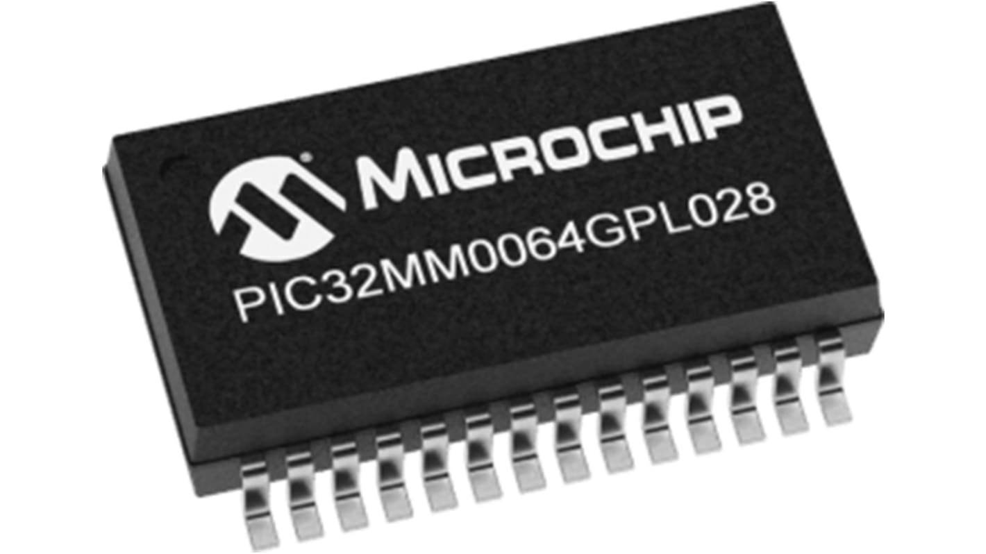 Microchip PIC32MM0064GPL028-I/SS, 32bit microAptiv UC 32 bit Microcontroller, PIC32, 25MHz, 64 ...