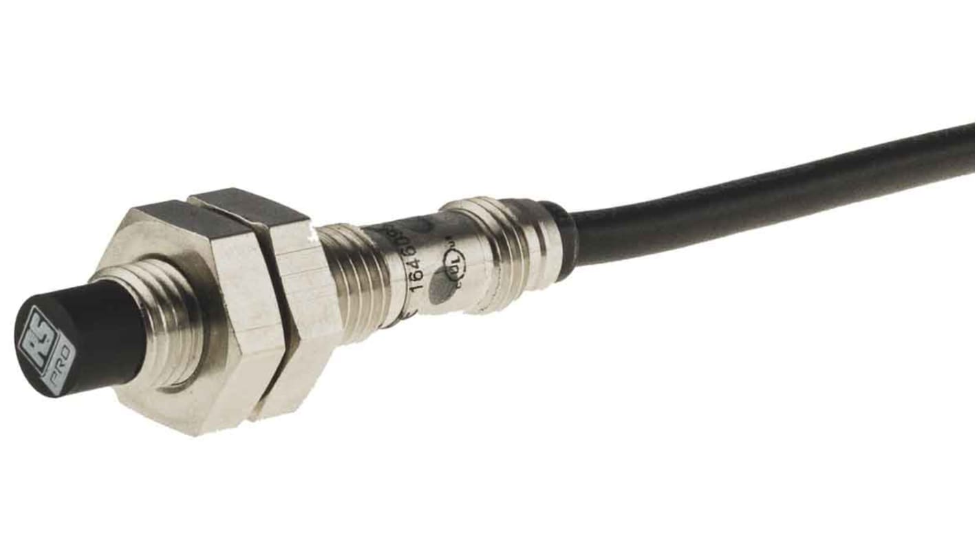 RS PRO Inductive Barrel-Style Proximity Sensor, M8 x 1, 2.5 mm Detection, PNP Output, 10 → 30 V ...