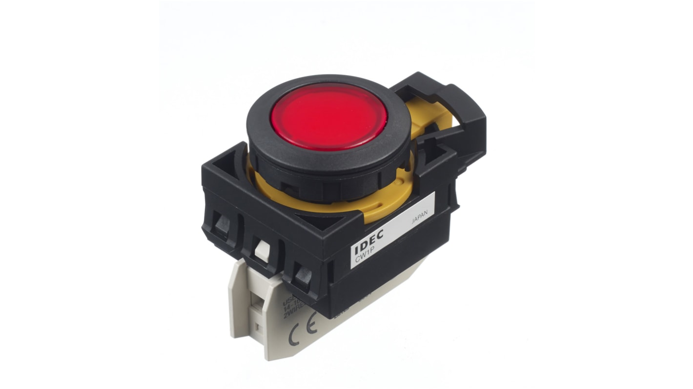 CW1P-1EQM4R | Idec CW Series Illuminated Push Button, Panel Mount, 22mm ...