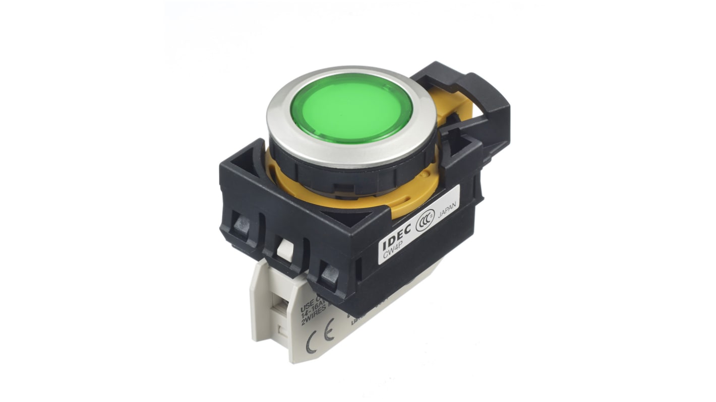 CW4P-1EQM4G | Idec CW Series Push Button, Panel Mount, 22mm Cutout, 230 ...