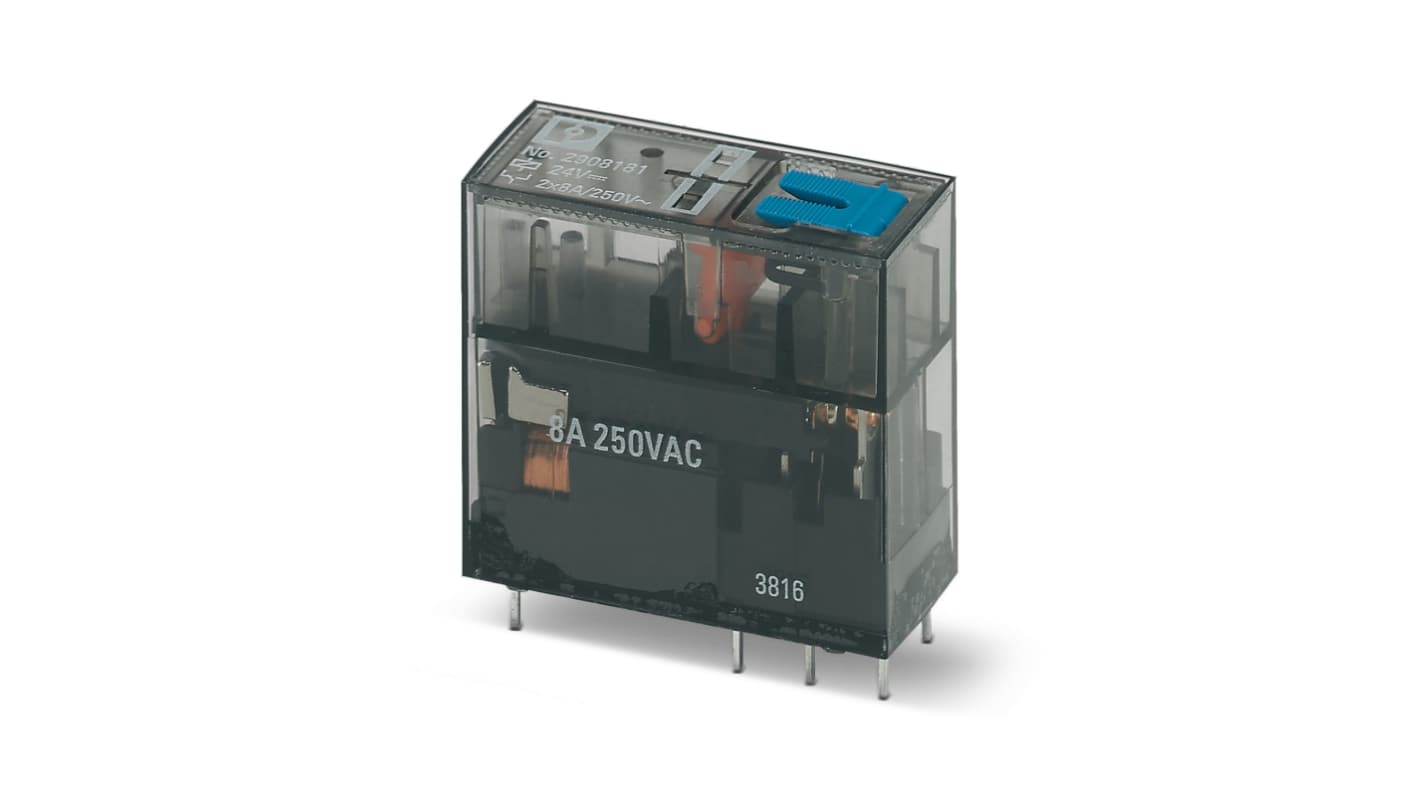 2908181 | Phoenix Contact Power Relay, 24V dc Coil, 8A Switching ...
