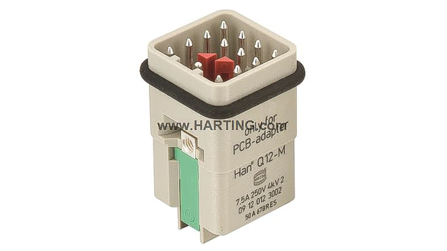 09120123002 | HARTING Heavy Duty Power Connector Insert, 7.5A, Male ...