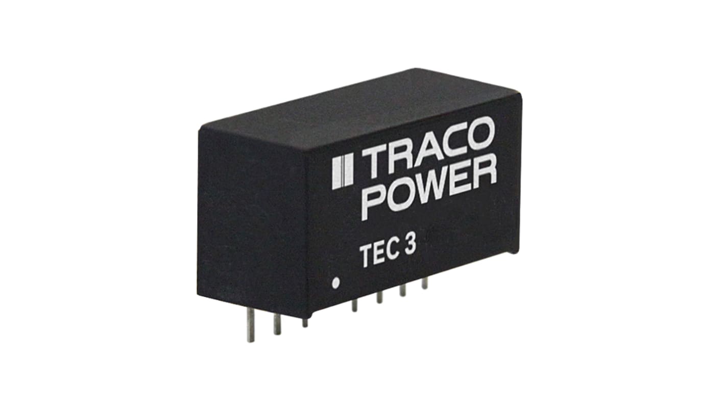 TEC 3-2411 | TRACOPOWER TEC 3 DC-DC Converter, 5V dc/ 600mA Output, 18 → 36 V dc Input, 3W ...