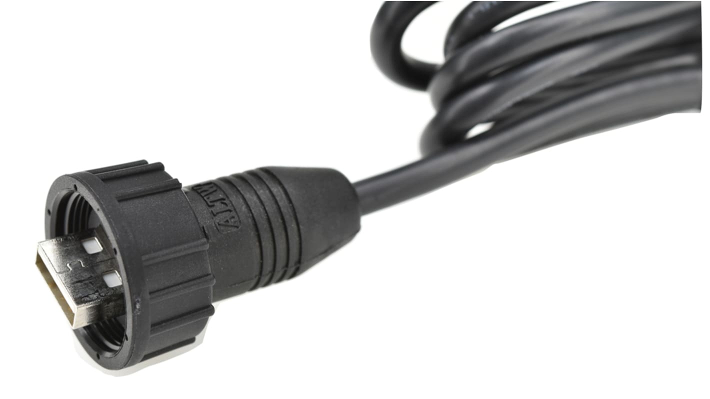 UA30FL-NAML-SB001 | Amphenol Industrial Type A to A IP67 USB Connector | RS