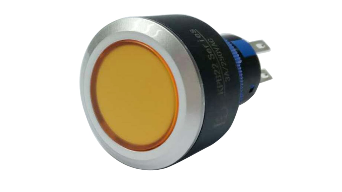 RS PRO Illuminated Push Button Switch, Panel Mount, 22.2mm Cutout, DPDT ...