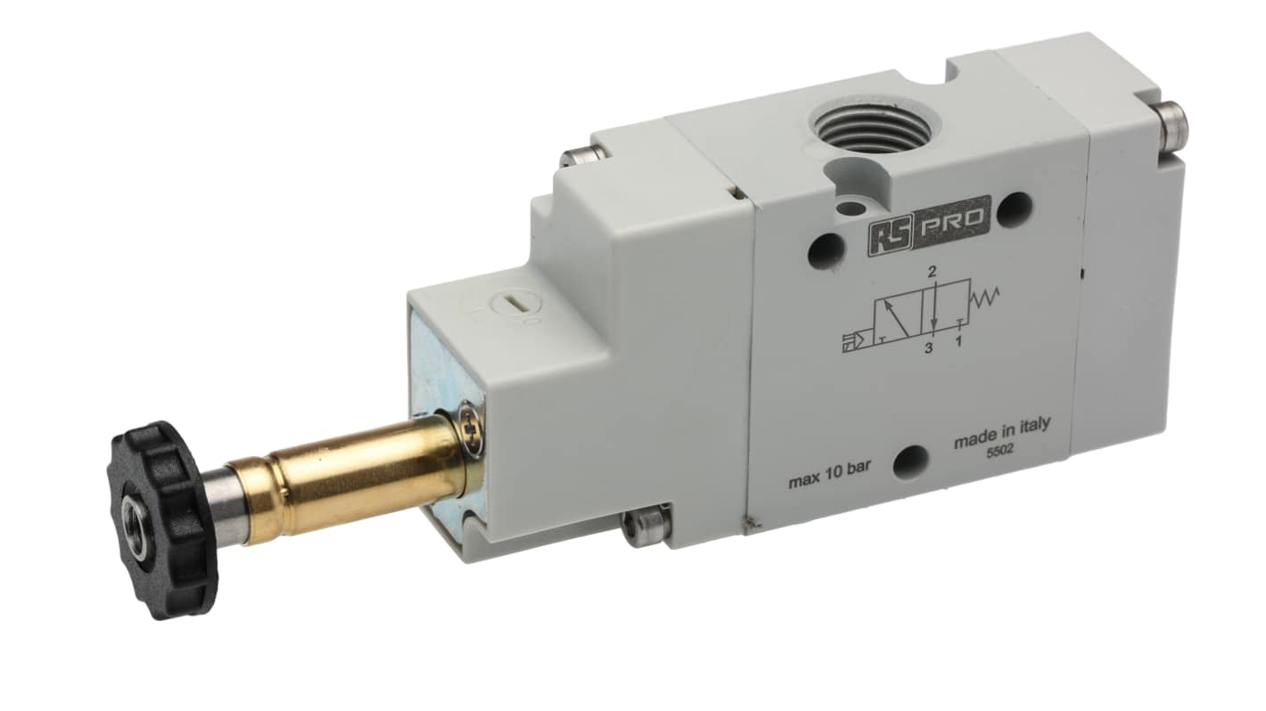 Electroválvula neumática RS PRO, Rosca G 1/4, Función 3/2 NC, Solenoide ...