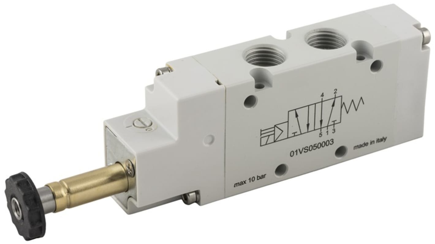 Electroválvula neumática RS PRO, Rosca G 1/2, Función 5/2 Monostable ...