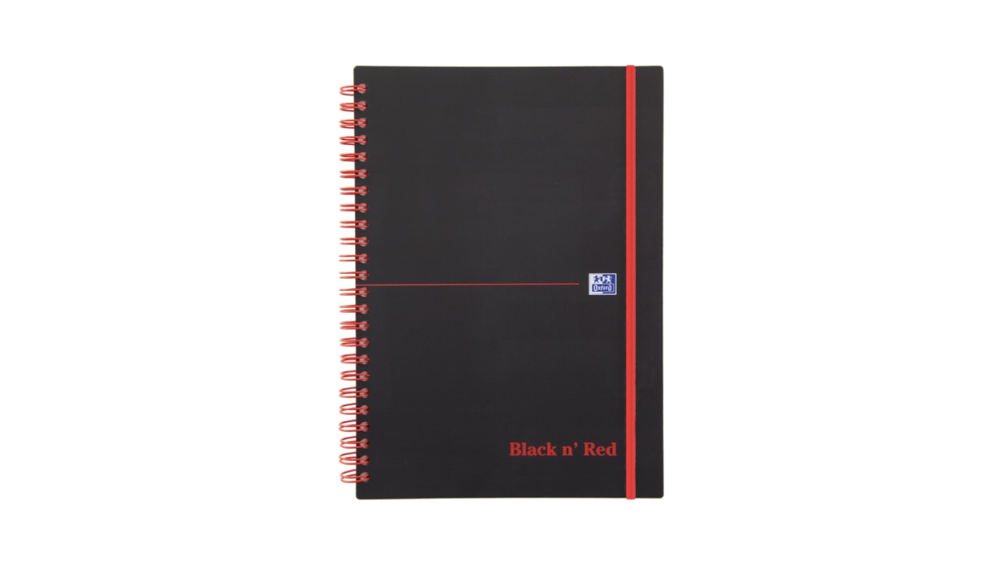 100080140 | Black n Red A5 Wirebound Hardcover Notepad, 70 Ruled Sheets ...