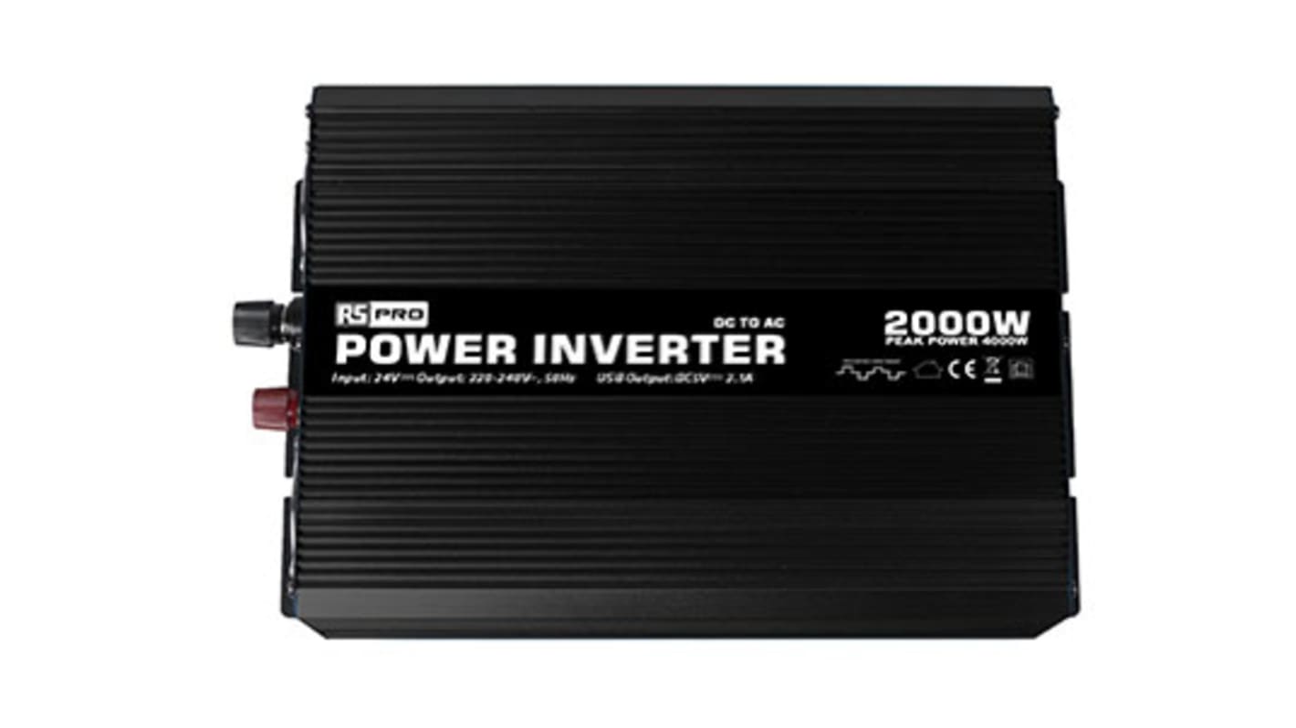RS PRO Modified Sine Wave 2000W Power Inverter, 24V dc Input, 230V Output | RS