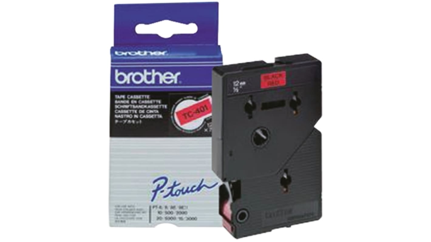 TC-401 | Brother Black on Red Label Printer Tape, 7.7 m Length, 12 mm ...
