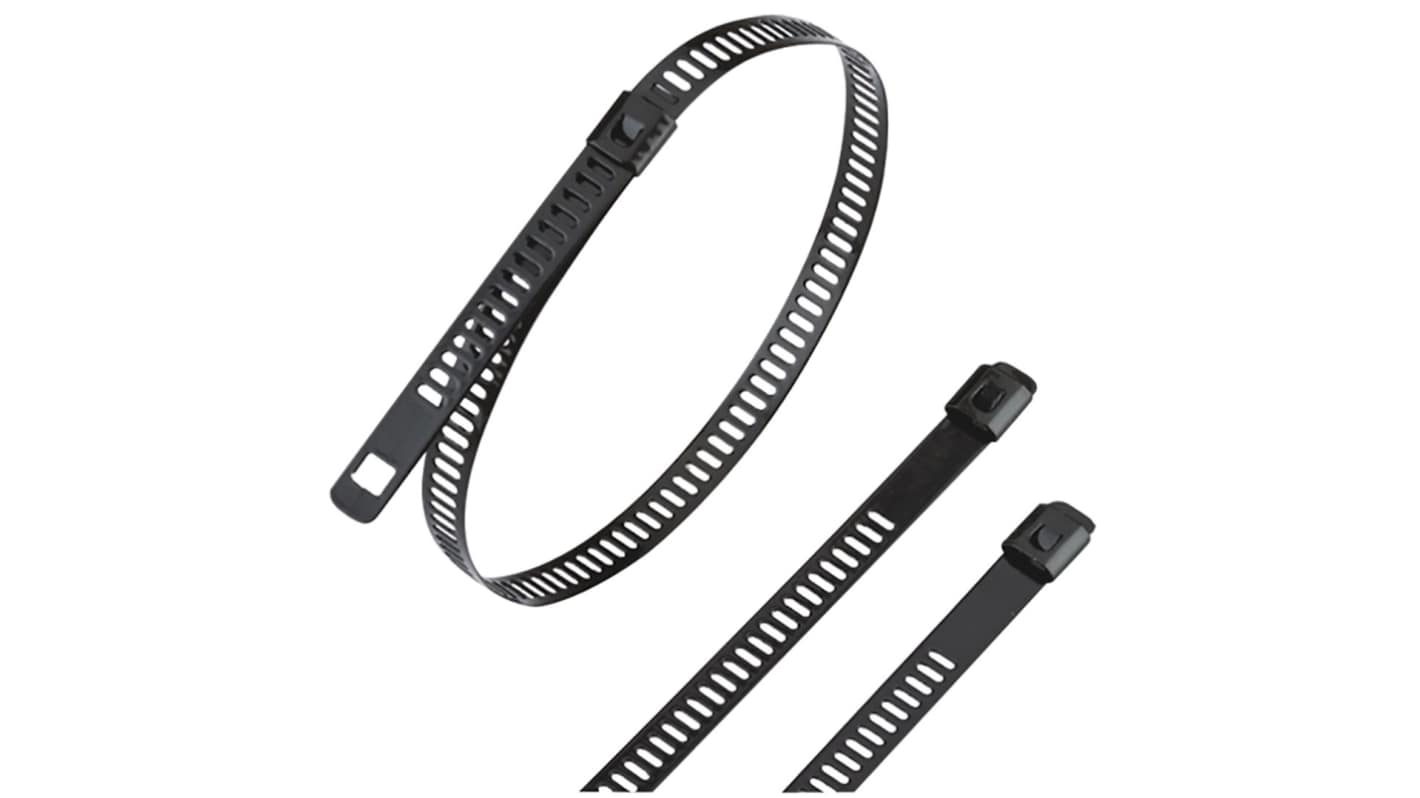 RS PRO Cable Tie, Ladder Single Lock, 300mm x 7 mm, Black 316 Stainless ...