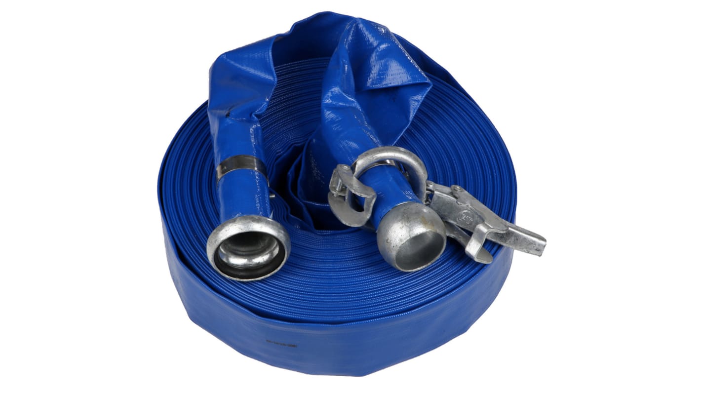 RS PRO Flat roll-up hose with couplings, 3 bar, 100m Long | RS