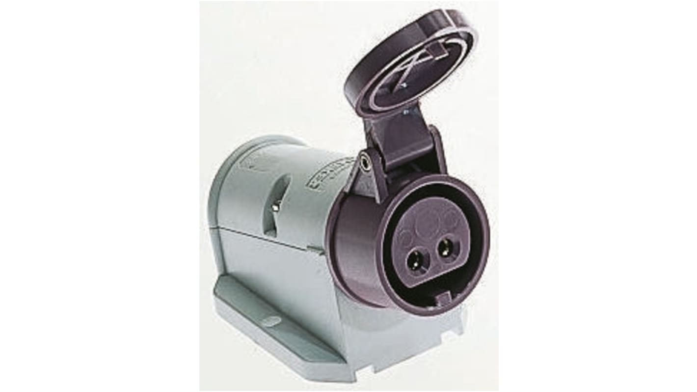 1832 | MENNEKES IP44 Purple Wall Mount 3P Right Angle Socket, Rated At ...