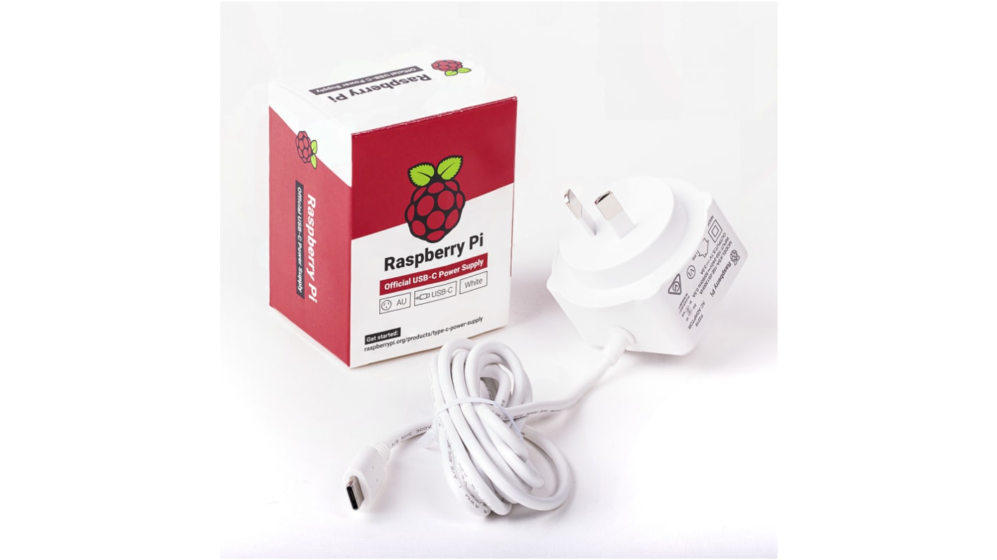 RPI4 PSU AU WHITE | Raspberry Pi 15.3W Plug-In AC/DC Adapter 5.1V dc ...