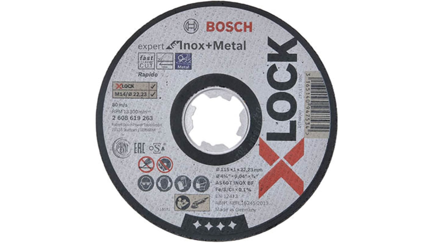 2608619263 | Bosch X-Lock Aluminium Oxide Cutting Disc, 115mm x 1mm ...